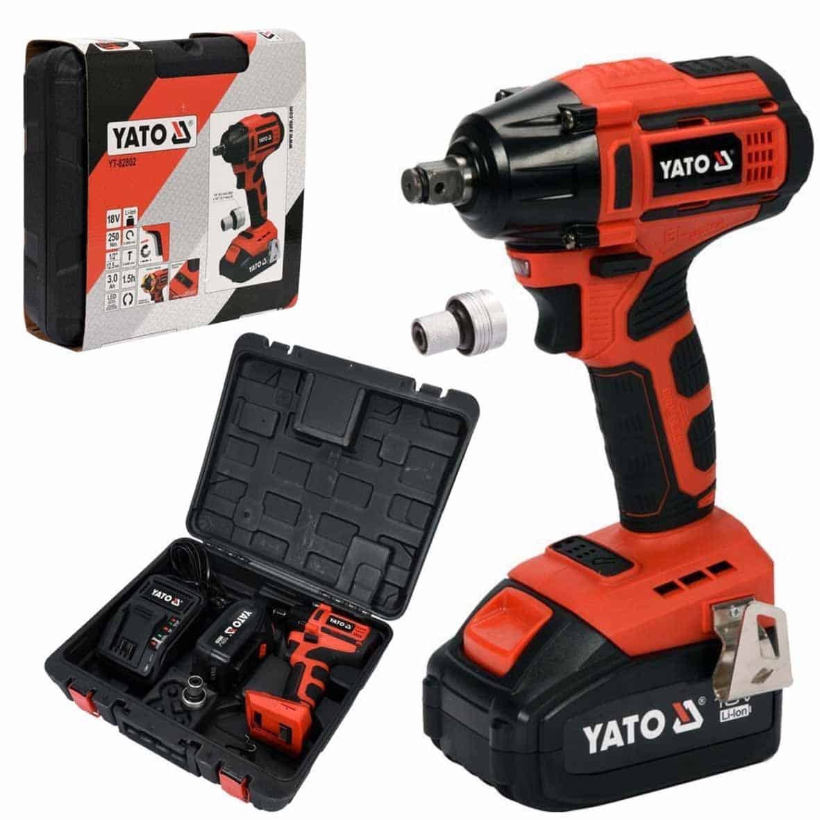 PISTOLA DE IMPACTO INALAMBRICA YATO YT-82802, 1/2, 250 NM 3AH – Recovasa